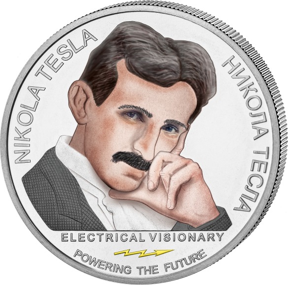 Serbien 100 Dinar 2018 1 oz silver coin Nikola Tesla Color Edition ...