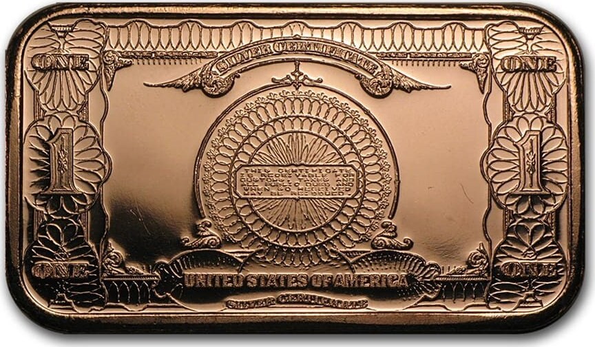 USA 2020 Copper Copperbar 1 $ Dollar Bill Black Eagle 1899 Brilliant ...