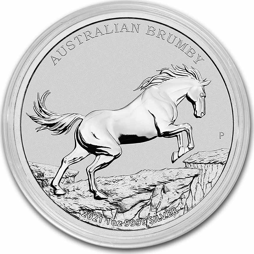 Australien 1 Dollar 2021 Perth Mint Brumby Horse 1 oz Silvercoin in ...