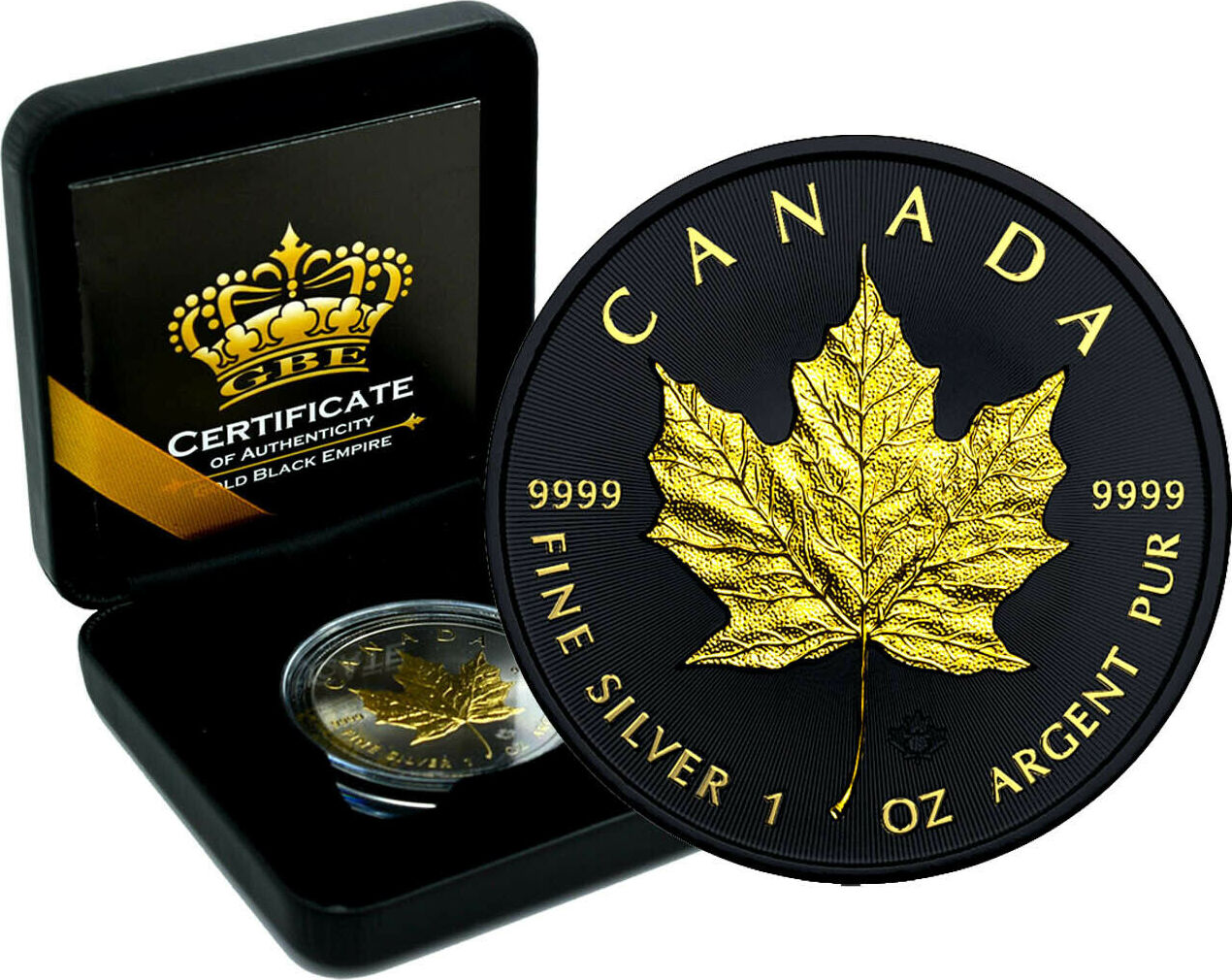 Kanada 5 CAD 2021 Maple Leaf Black Empire Edition Rutheniu Gilded 1 oz ...