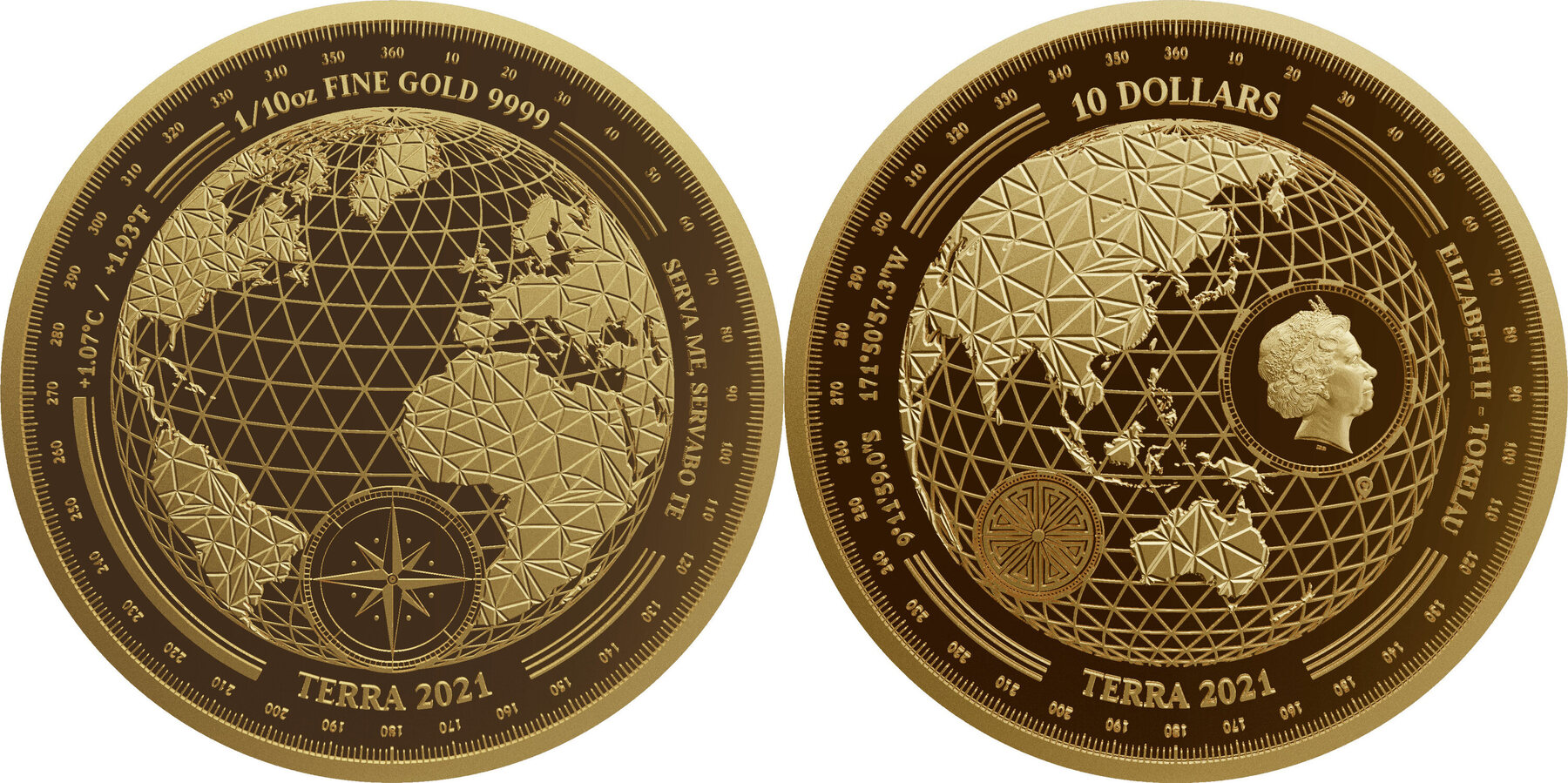 Tokelau 2021 Terra 1/10 1st Issue Goldcoin Low Mintage only 1000 pcs ...