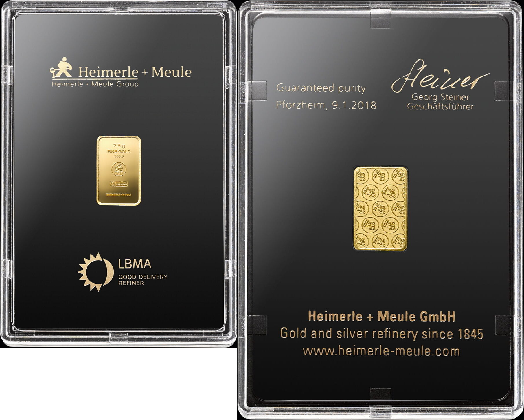 Deutschland 2023 Heimerle + Meule 2,5 gram Goldbar with Box Brilliant ...