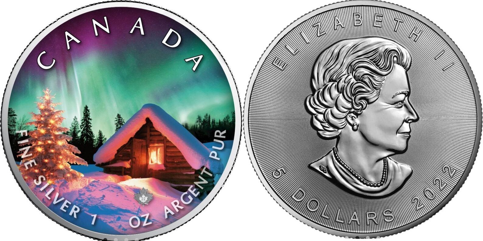 Canada 5 Dollar Maple Leaf 2022 Merry Christmas 1 oz 999 Silver Coin ...