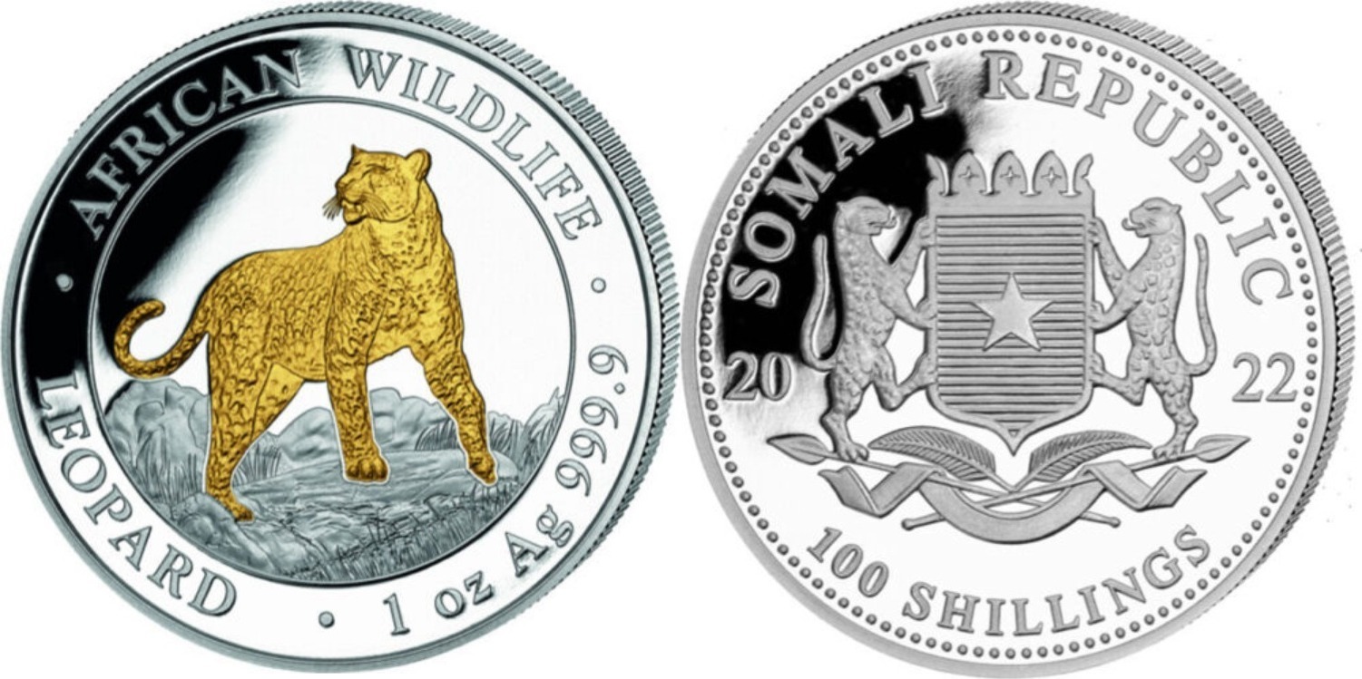 100 Shilling Somalia African Wildlife Leopard 2022 1 oz 999 Silver ...
