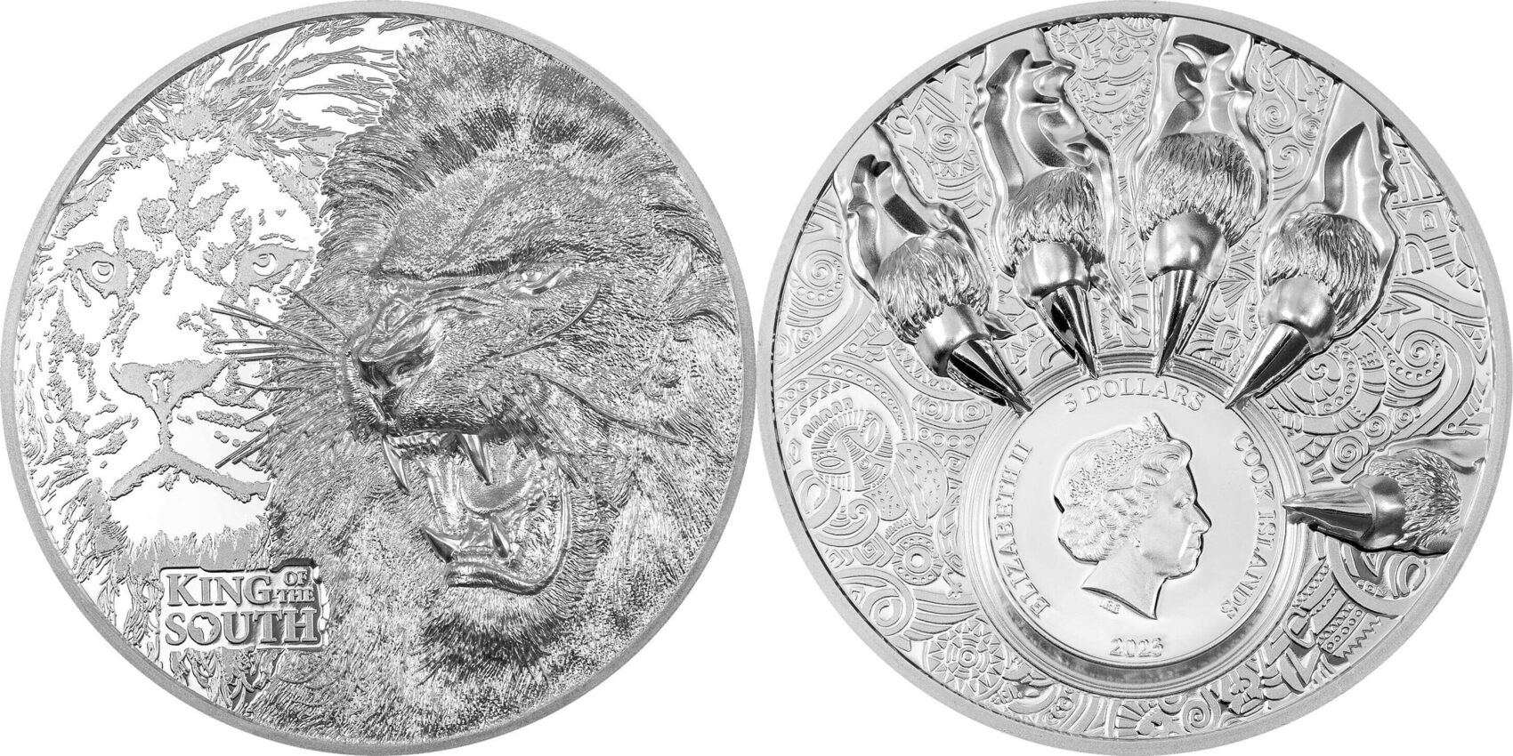 Cook Islands 5 Dollar Silber King of the South - Lion 1 oz PP - Ultra ...