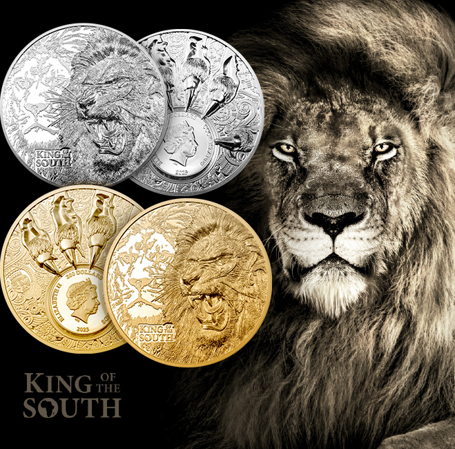 Cook Islands 5 Dollar Silber King of the South - Lion 1 oz PP - Ultra ...