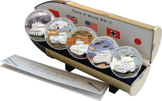 25 Dollar Liberia 2008 5x 5 $ World War II tank with box color edition ...