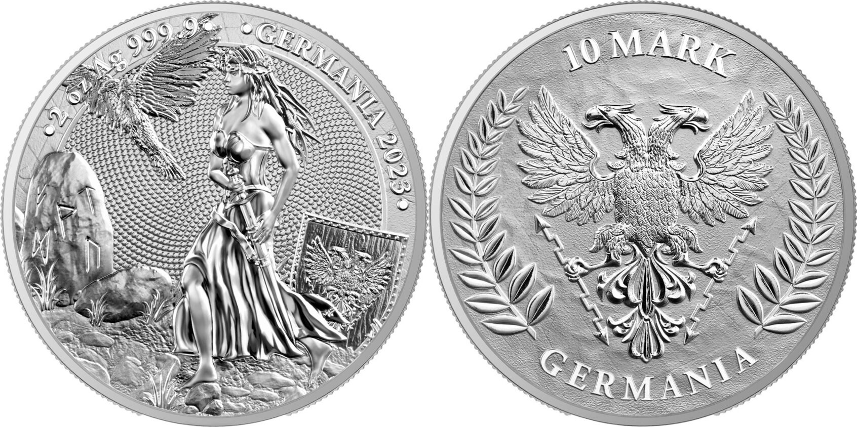 Germania Mint Germania 2023 2 oz 999 silver fine silver 10 marks with ...