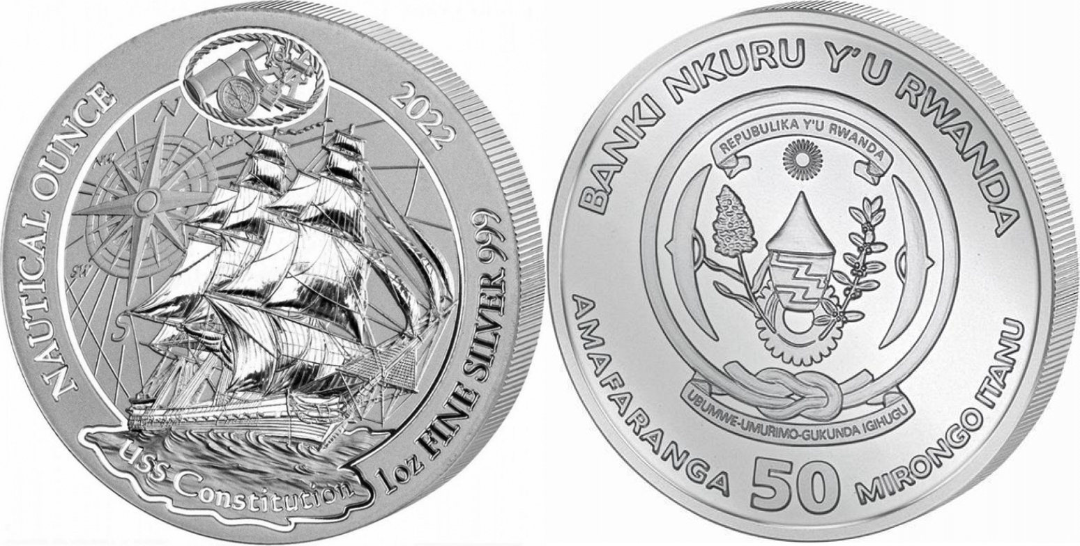 ruanda Rwanda 2022 Nautical Ounce 1 oz 999 silver coin 50 RWF Brilliant ...