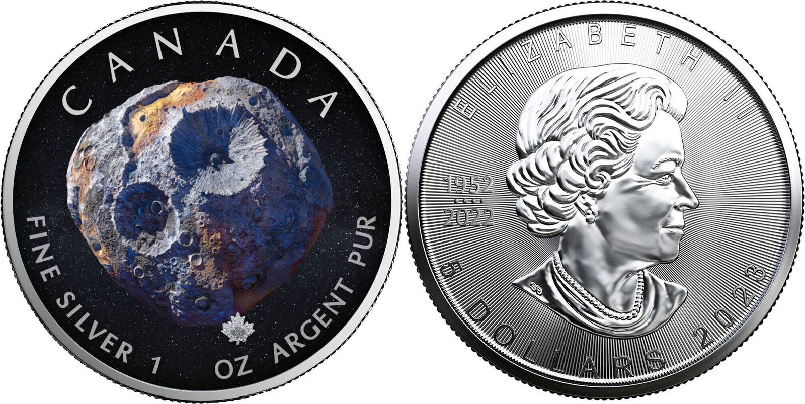 Kanada 5 CAD Maple Leaf The Universe (6) Asteroid 2023 1 oz 999 Silver ...
