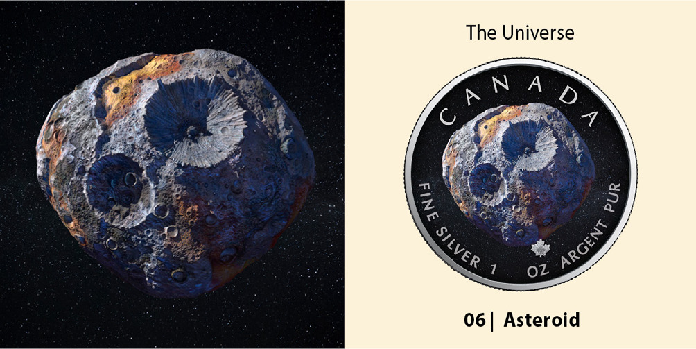 Kanada 5 CAD Maple Leaf The Universe (6) Asteroid 2023 1 oz 999 Silver ...