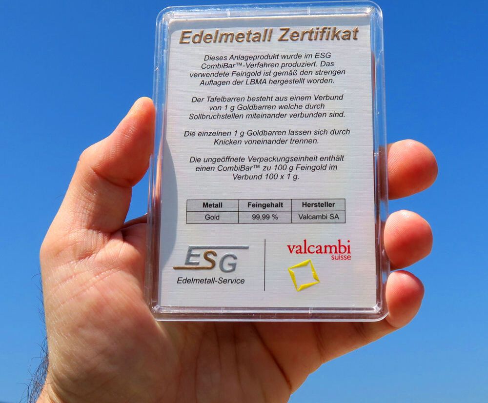 Deutschland 2023 Valcambi Gold Gold Bar 1 gram CombiBar 999.9 fine gold ...