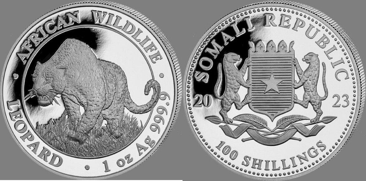 Silver Coin Wildlife Leopard 2023 1 Oz African Silver Somalia 100 ...