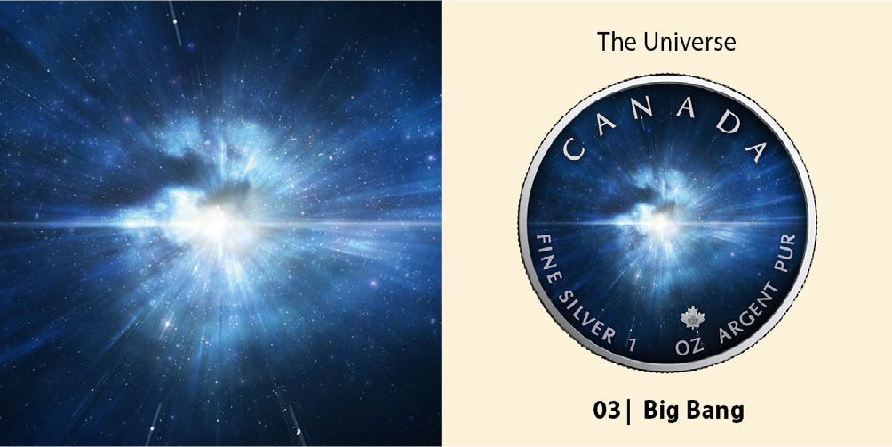 Kanada 5 Dollar 2023 1 oz 999 Color Maple Leaf The Universe (3) Big Bang Silver Coin Brilliant ...
