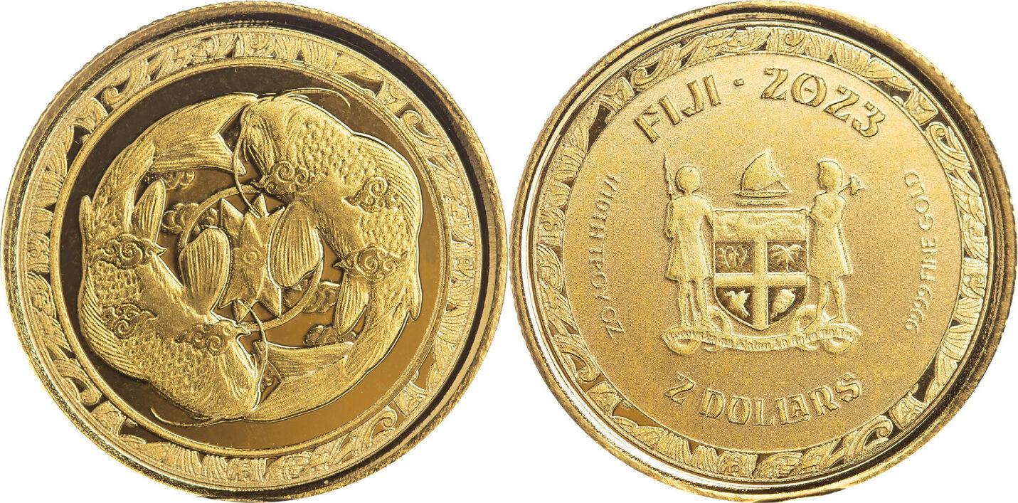 2023 Fiji Koi Fish Gold Coin 1/10 oz 999.9 Gold Brilliant Uncirculated ...