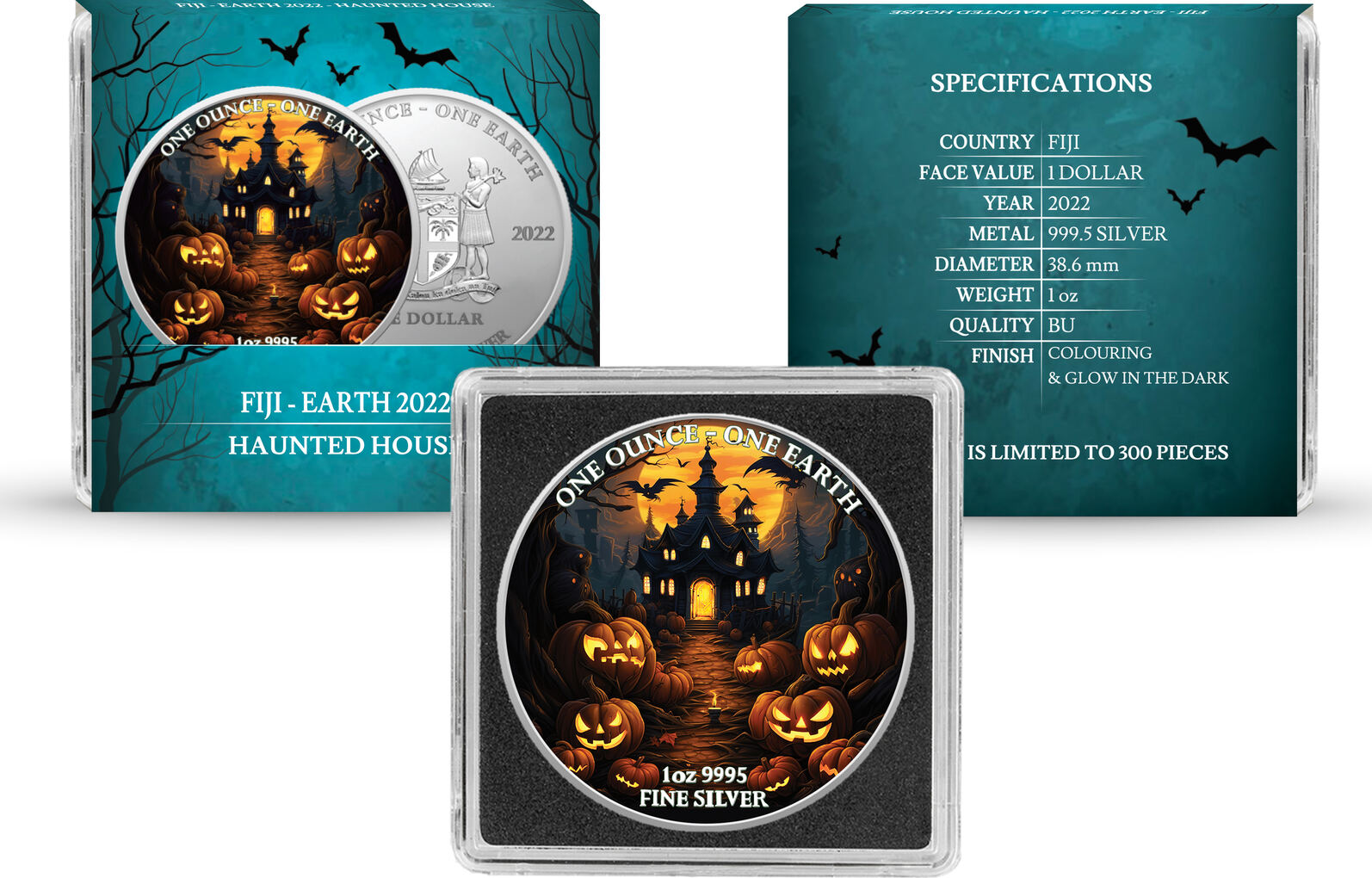 2022 Fiji Earth Halloween Haunted House Silver Coin 1 oz Silver 999 ...