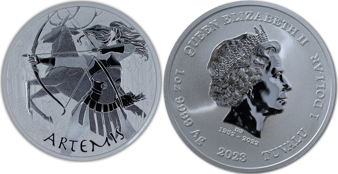 1 Dollar 2023 Tuvalu Gods of Olympus Artemis Silver Coin 1 oz 999 ...