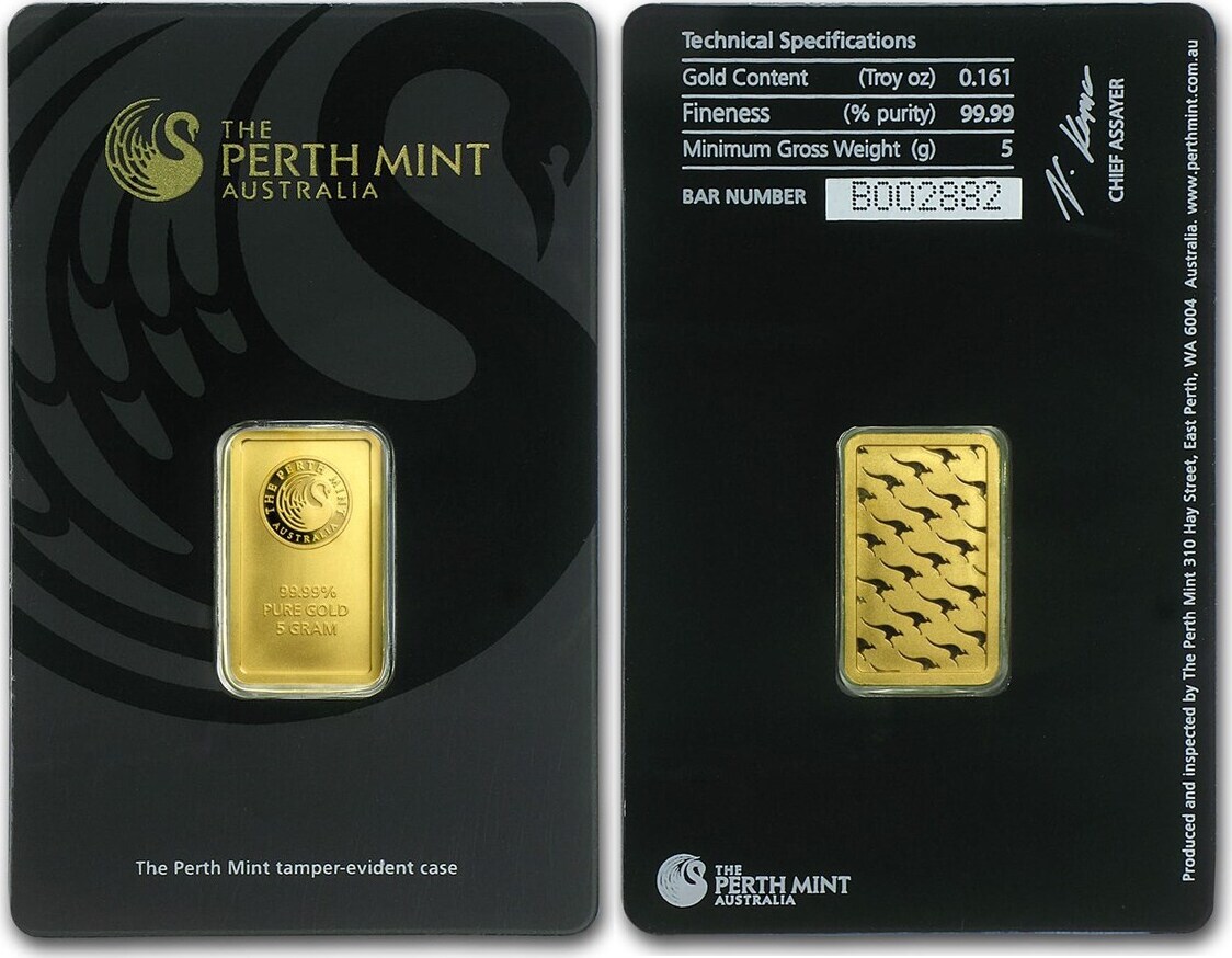 Australien 2024 Gold bar Perth Mint Australia 5 grams 999.9 in blister ...