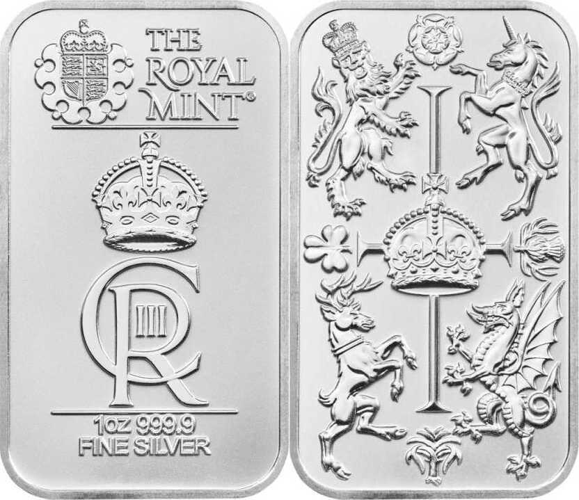 Großbritannien Coronation Charles III Silver Bar 1 oz 2023 Royal Mint ...