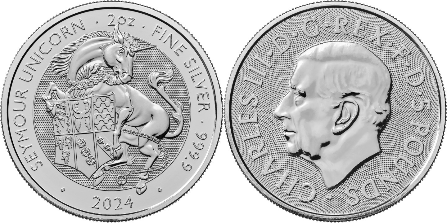 Großbritannien 5 Pfund 2024 Tudor Beasts Seymour Unicorn 2 oz Royal ...