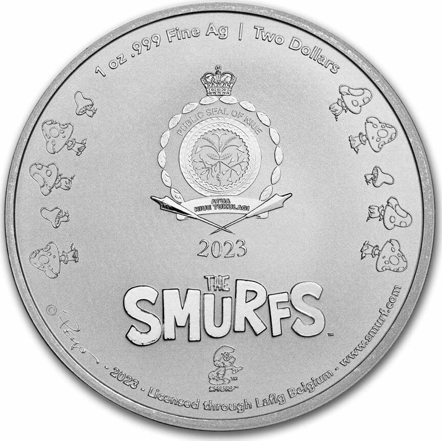 Niue Silver Coin Snowman 2023 1 oz Silver The Smurfs Christmas Snowman ...