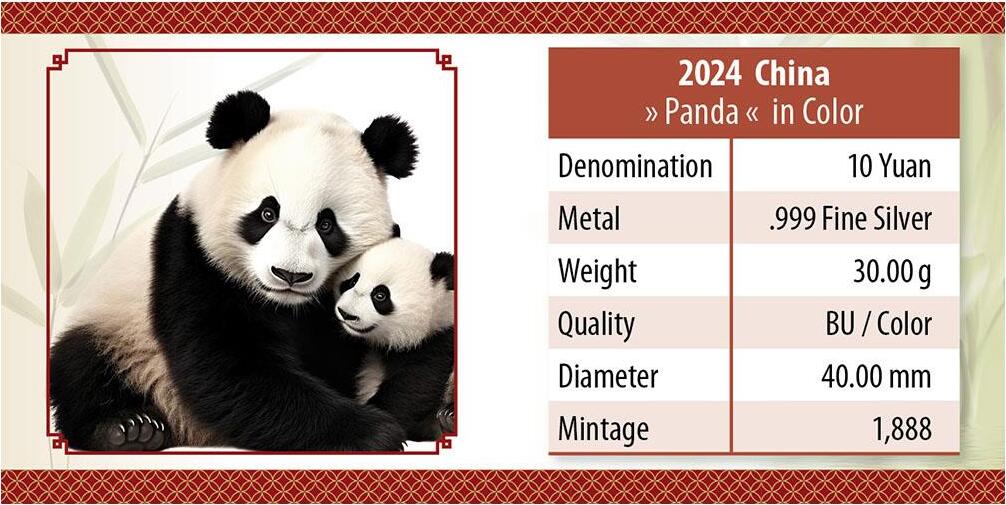 Silver coin China Panda 2024 30 grams color in capsule with product ...