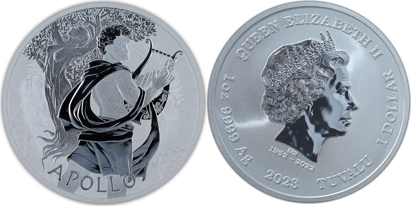 1 TVD Dollar Tuvalu Gods of Olympus Apollo 2023 Silver Coin 1 oz Silver ...