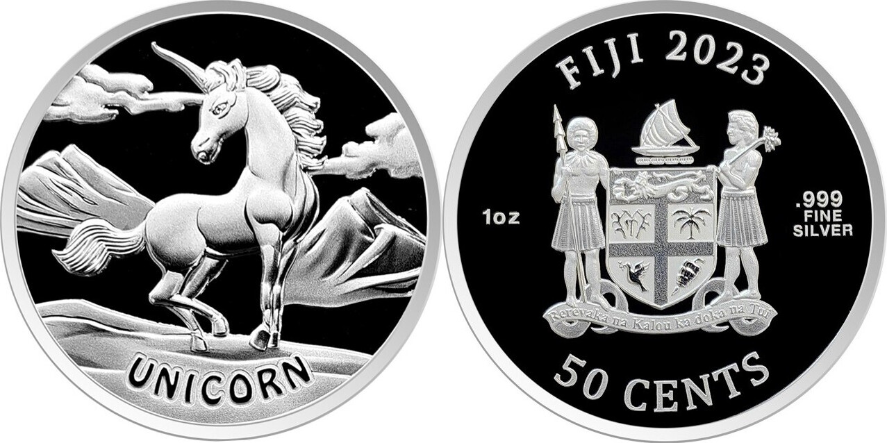 2022 Fiji Unicorn 1 oz 2023 Asian Mythical Creatures Unicorn Silver ...