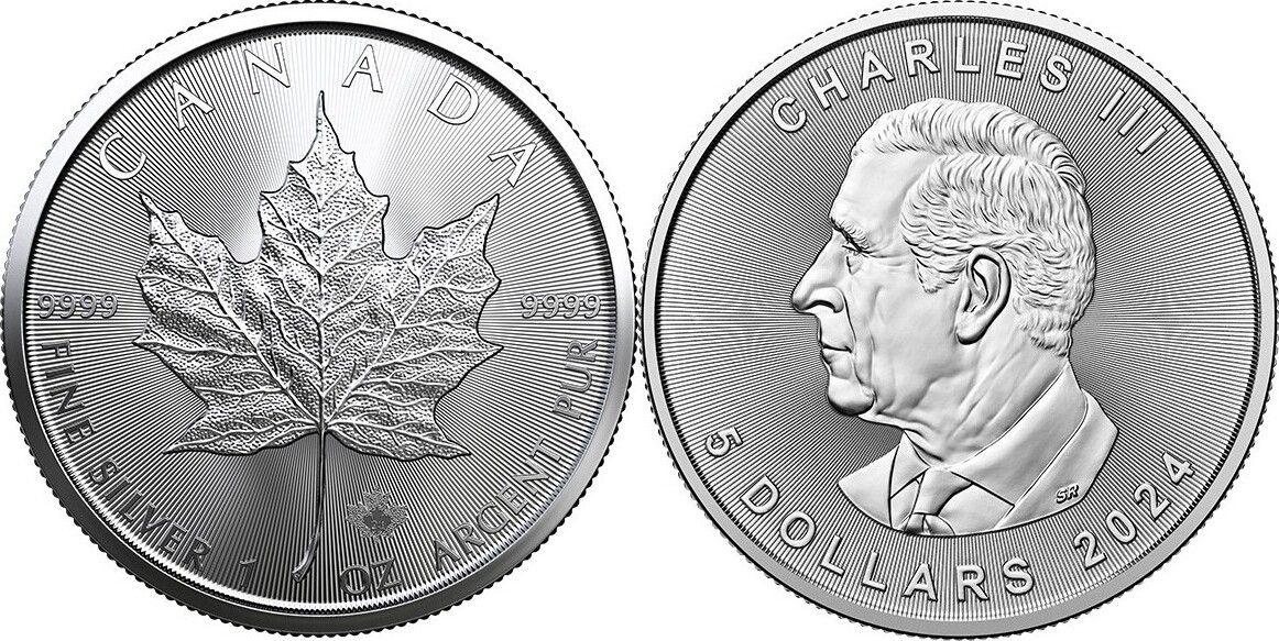 Kanada 2024 Maple Leaf 1 oz Royal Canadian Mint Canada 5 CAD 999 Silver ...