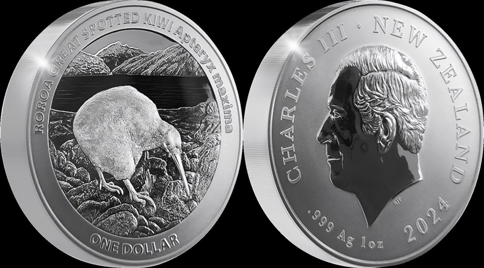 Neuseeland 2024 1 oz New Zealand 1 NZD 999 Silver Striped Kiwi Rowi Kiwi Coin Specimen Finish ...