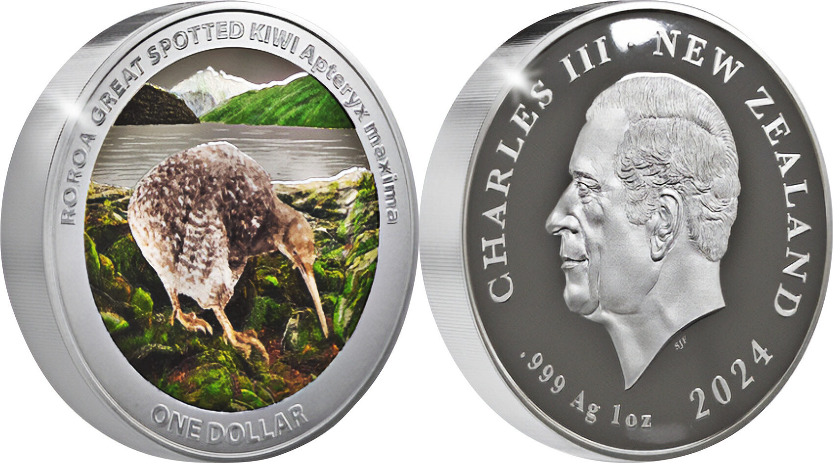 Neuseeland 2024 Kiwi 1 oz New Zealand 1 NZD 999 Silver Color Rowi-Kiwi PP Color proof | MA-Shops