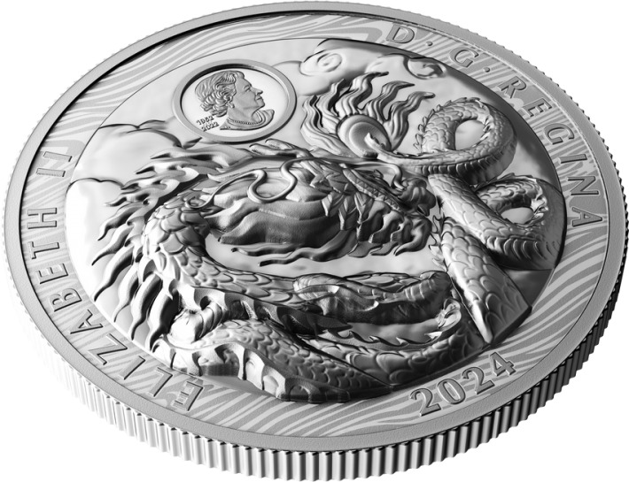 Kanada Silver coin Year of the Dragon 2024 100.74 grams Ultra High ...