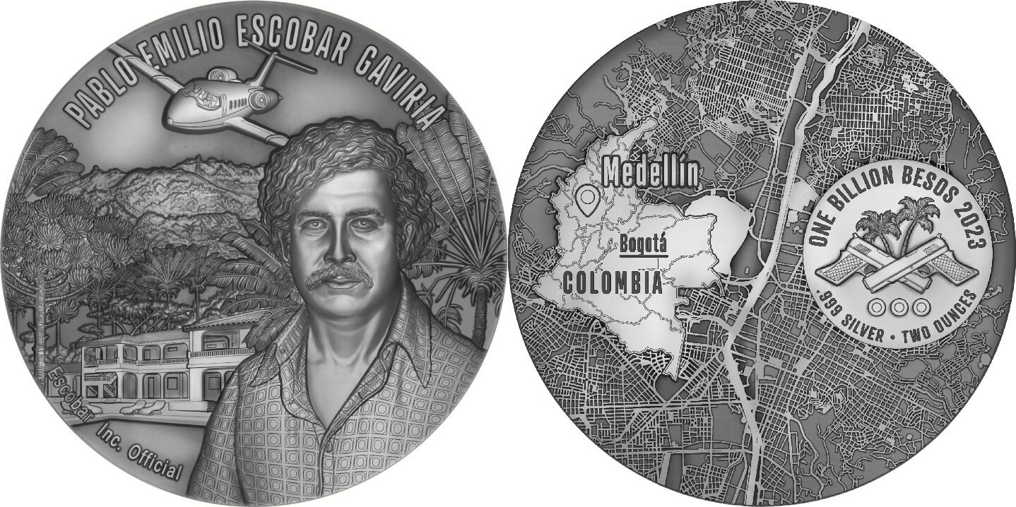 Kolumbien Silver coin Pablo Escobar 2 oz 2023 Ultra High Relief One ...