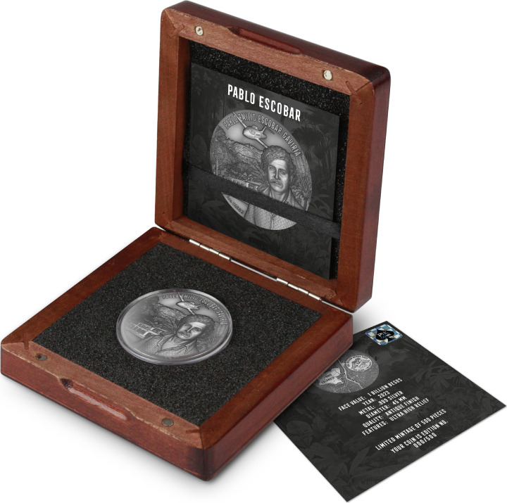 Kolumbien Silver coin Pablo Escobar 2 oz 2023 Ultra High Relief One ...
