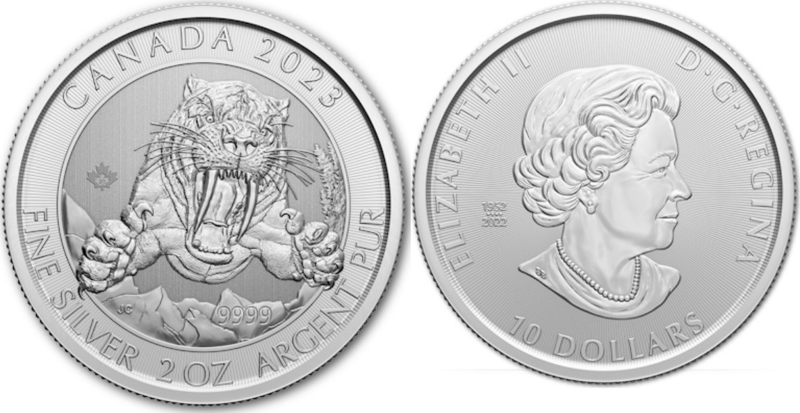 Kanada 10 CAD Dollars Silver coin Canada - Ice Age Series (1st) Saber ...