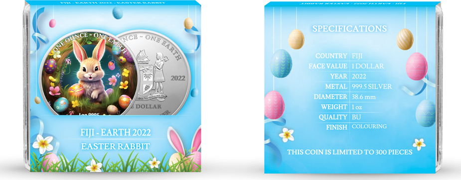 Fidschi Fiji Earth Easter Bunny 1 oz 2022 Silver 999 Easter Bunny ...