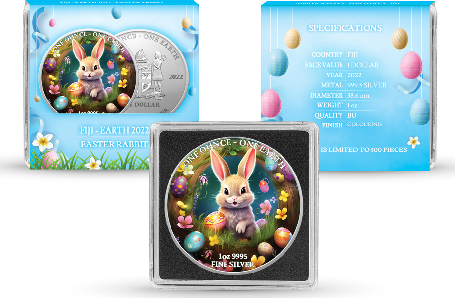 Fidschi Fiji Earth Easter Bunny 1 oz 2022 Silver 999 Easter Bunny ...