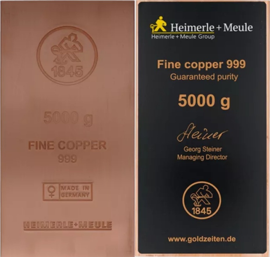 Deutschland 2024 Heimerle+Meule 999 Copper Bar 5 Kg 5000 Grams Fine ...