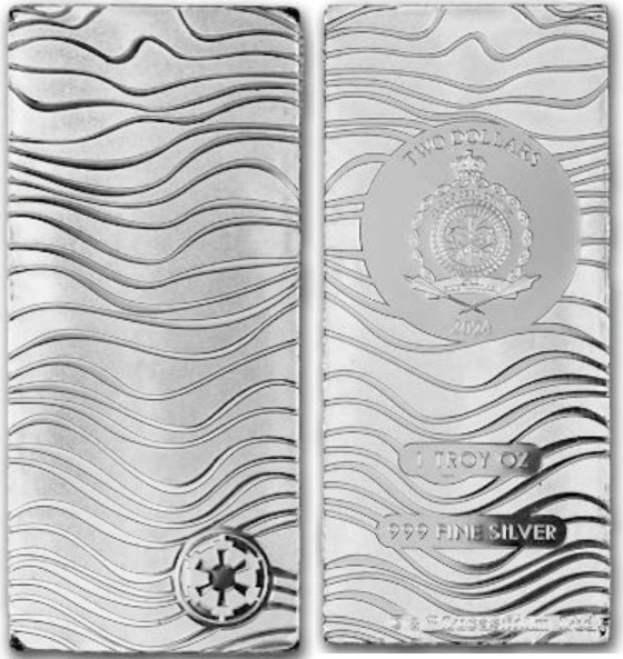 Niue 2 Dollar Coin bar 1oz 2024 - Star Wars - Mandalorian Beskar Bar ...