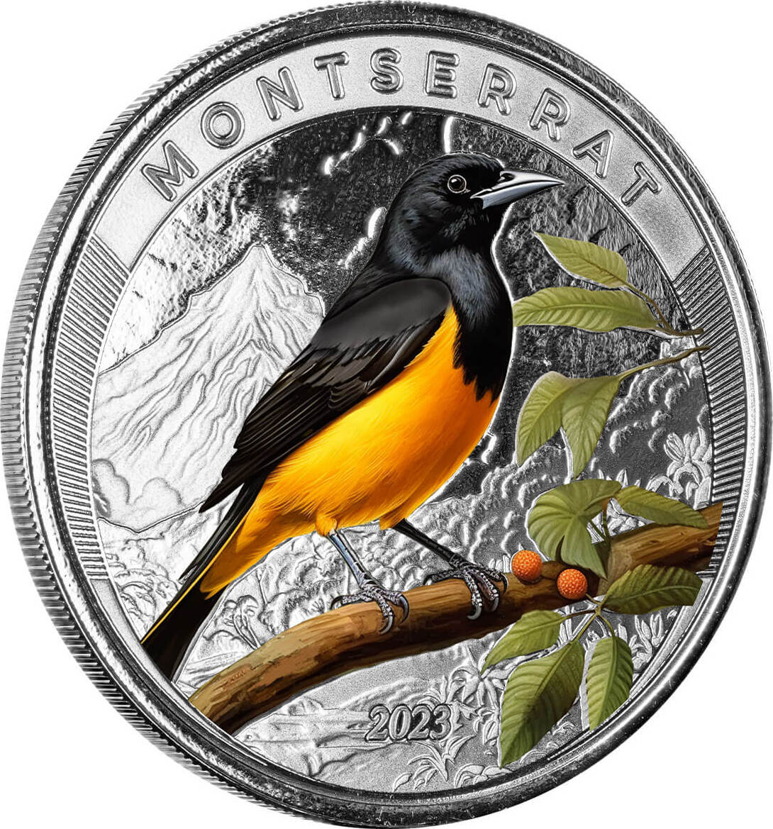Karibik Inseln 2 Dollar Silver Coin 1 Oz EC8 Montserrat Oriole Oriol ...