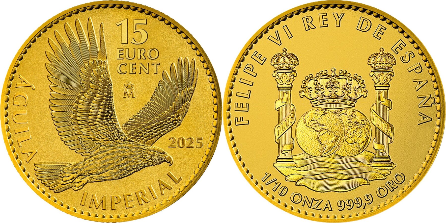 Spanien 15 Euro Cent Gold coin 1/10 oz Imperial Eagle 2025 Imperial ...