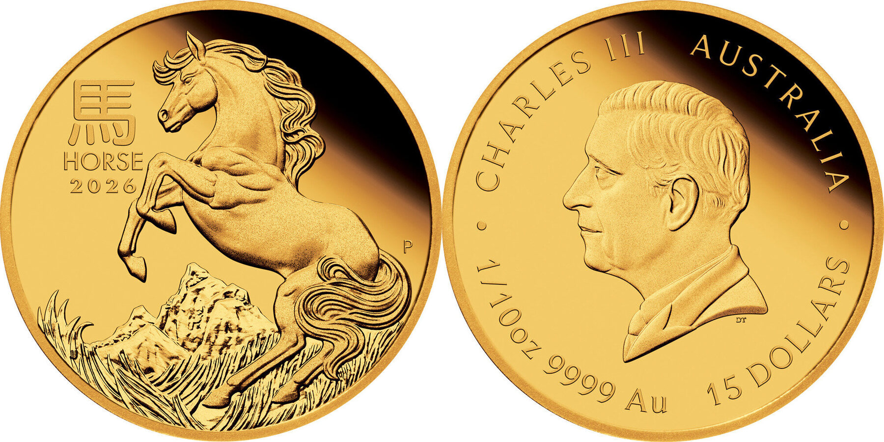 Australien 15 AUD Gold Coin Lunar III 1/10 oz Year of the Horse 2026 ...