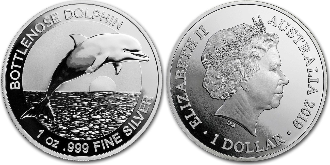 Australin 1 Dollar 2019 Bottlenose Dolphin Royal Australian Mint 1 oz ...