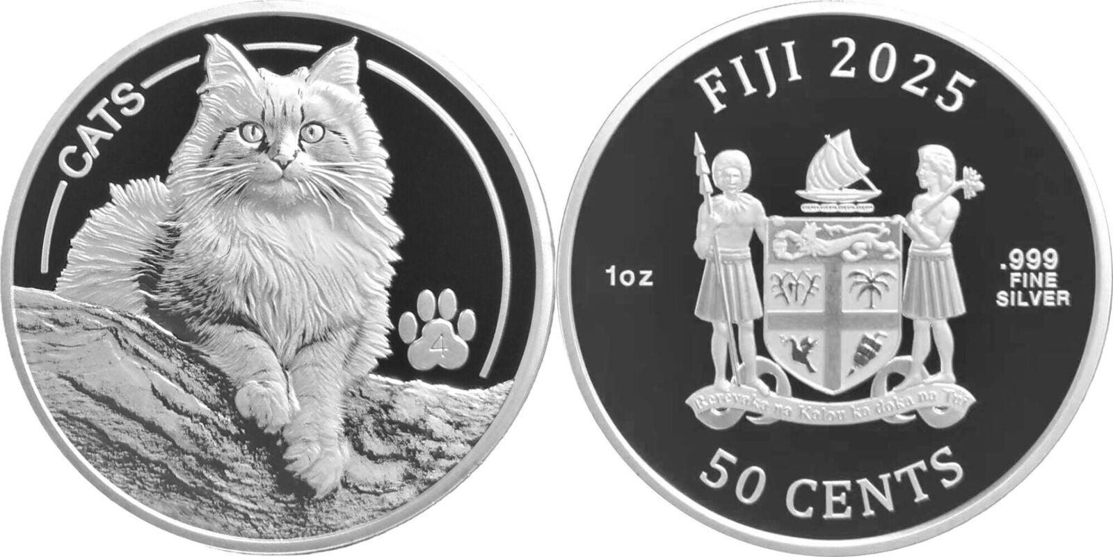 Silver coin 1 oz FIJI CATS 4th Edition 2025 Prooflike PL 999.9 Silver ...