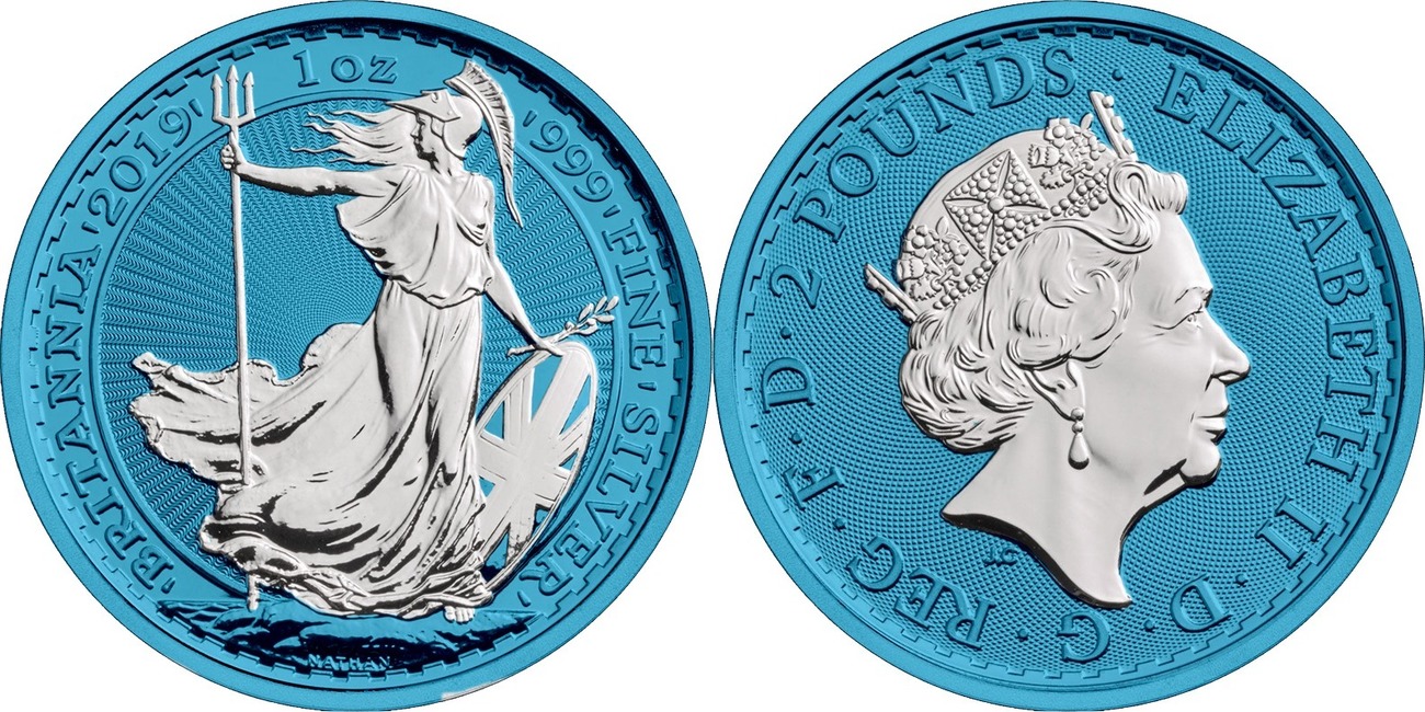 Großbritannien 2 Pound 2019 Great Britain Britannia Space Blue Edition ...