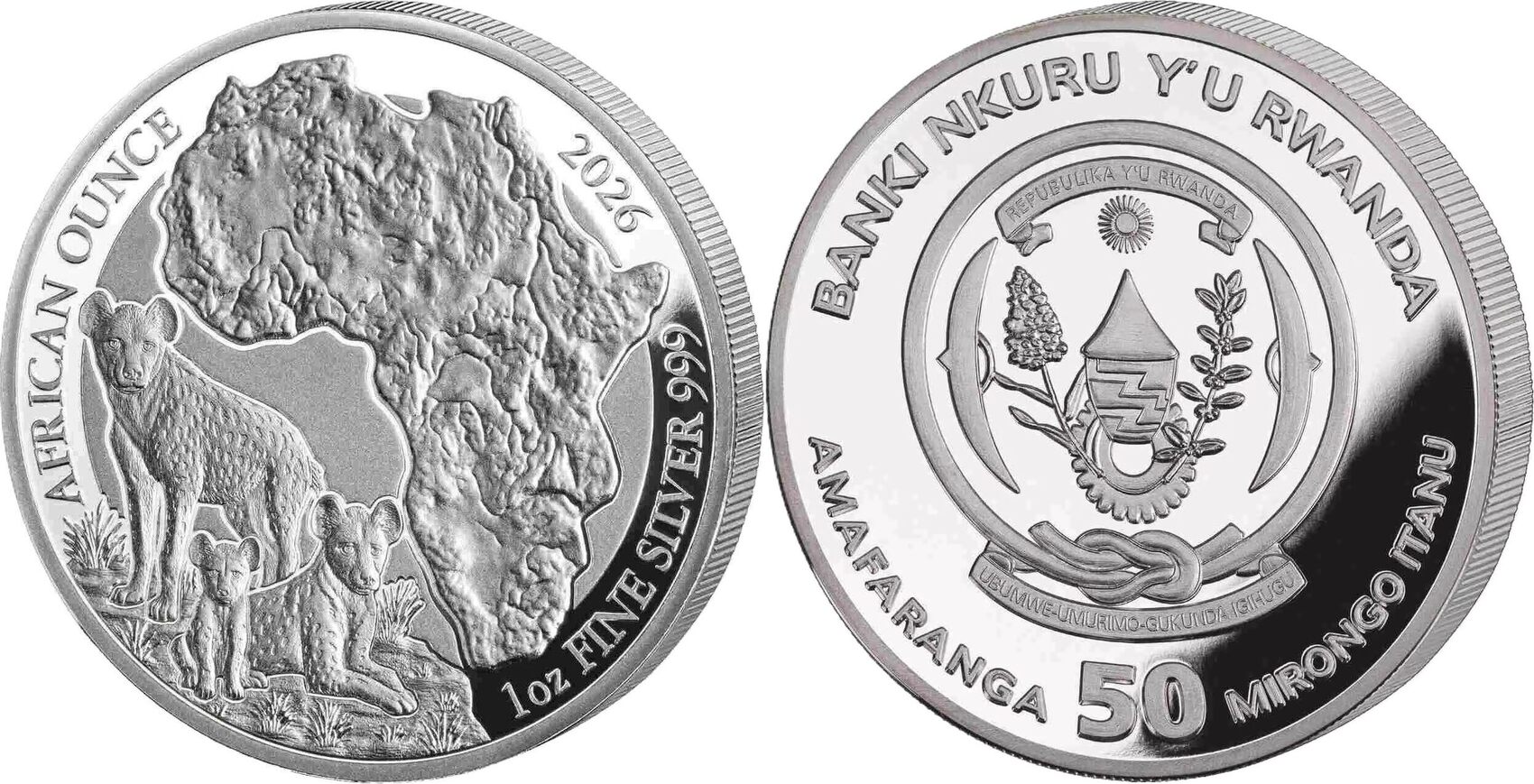 Ruanda 50 Ruanda Franc Silver coin 1 oz Rwanda African Ounce Spotted ...