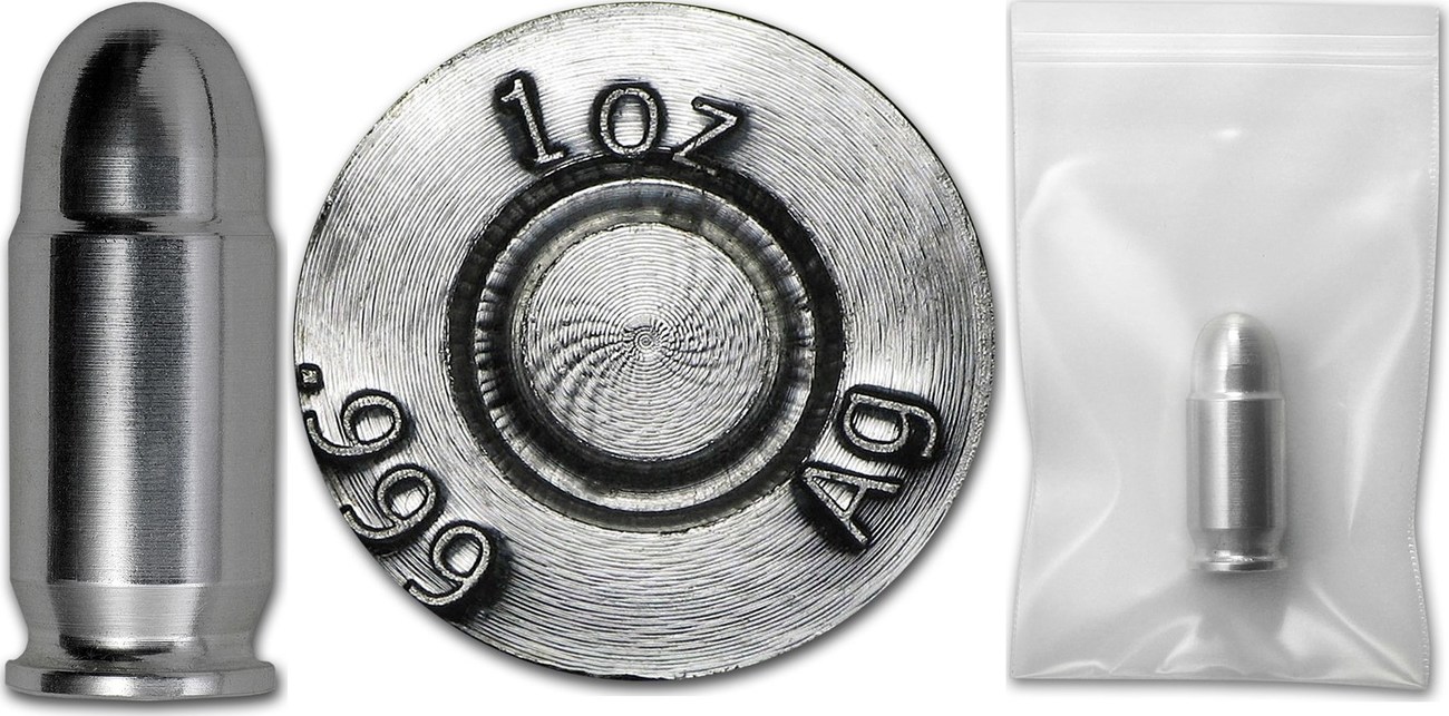 USA 2018 1 oz Silverbar Bullet Caliber 45 Colt Original replica ...