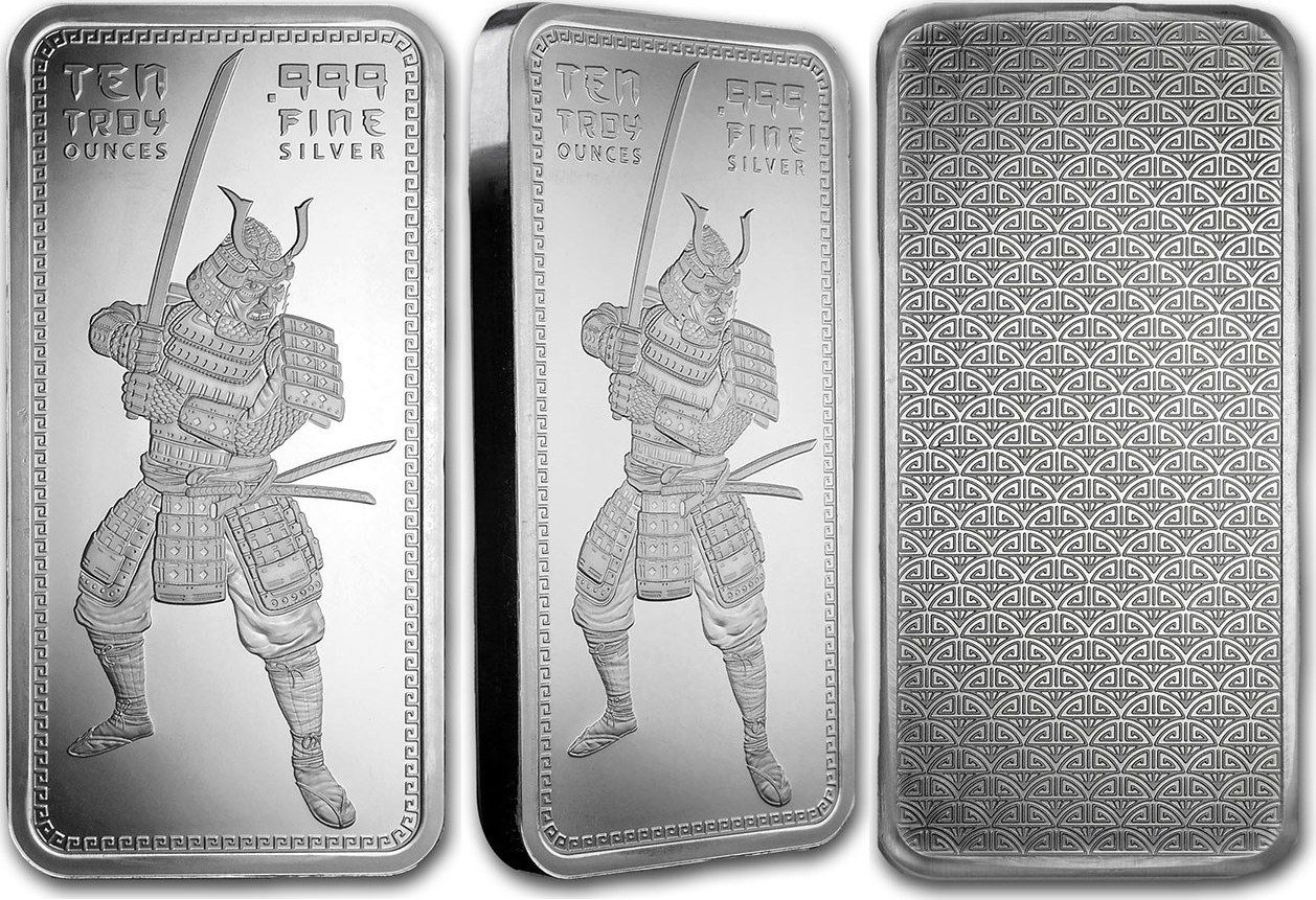 USA 2019 10 oz Silver Bar - Samurai Warrior Brilliant Uncirculated | MA ...