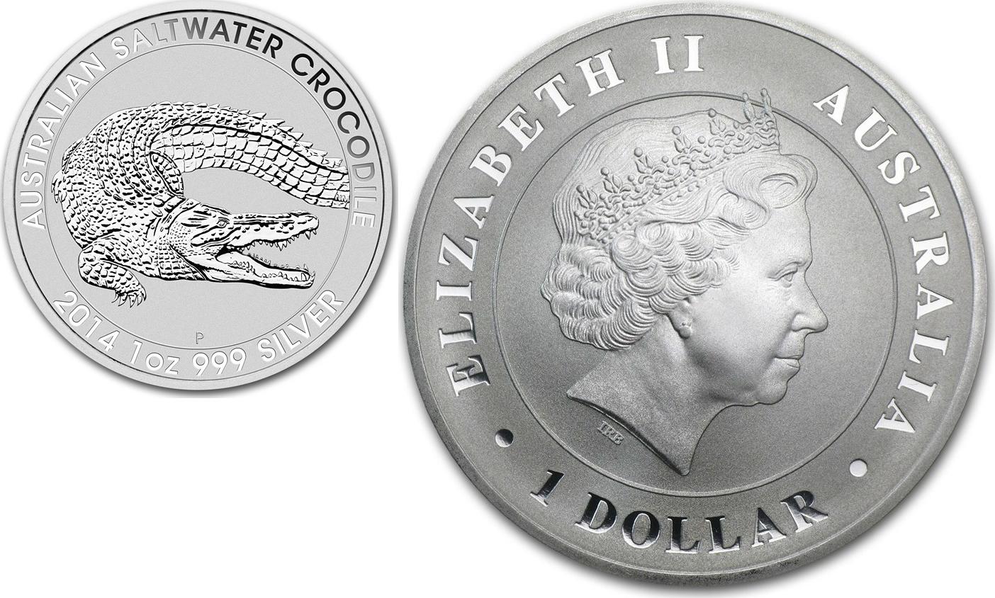 Australien 1 Dollar 2014 Perth Mint Saltwater Crocodile 1 oz 999 ...