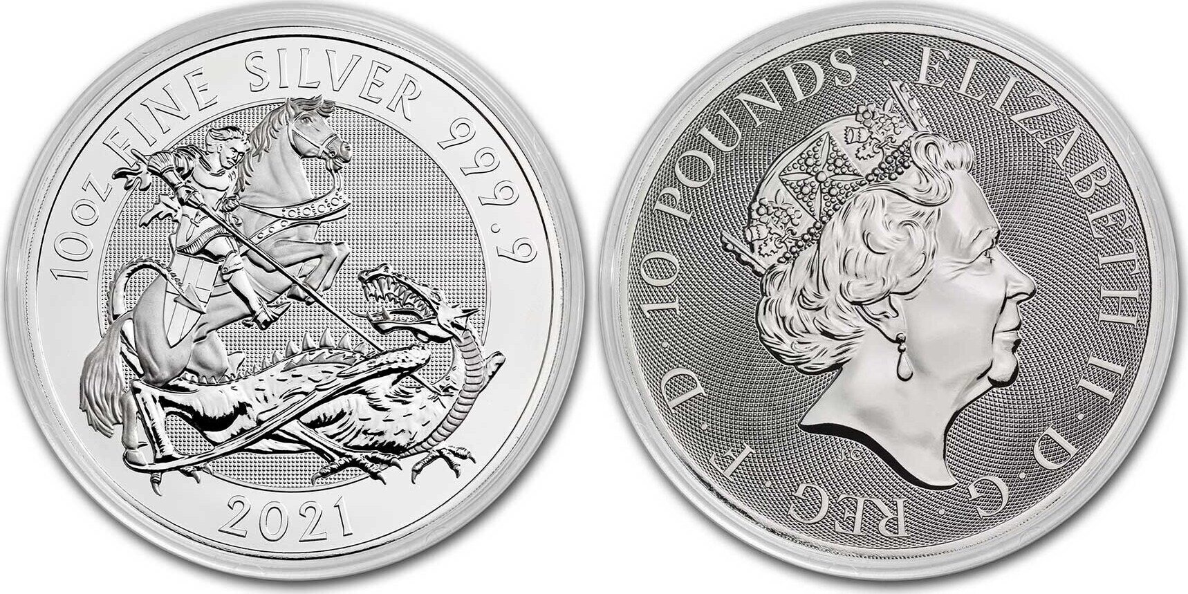 Großbritannian 10 Pfund 2021 Royal Mint Great Britain 10 oz St. George ...